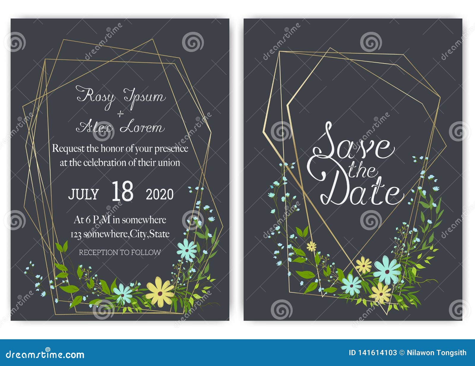 Floral Hand Drawn Frame for a Wedding Invitation Stock Vector ...