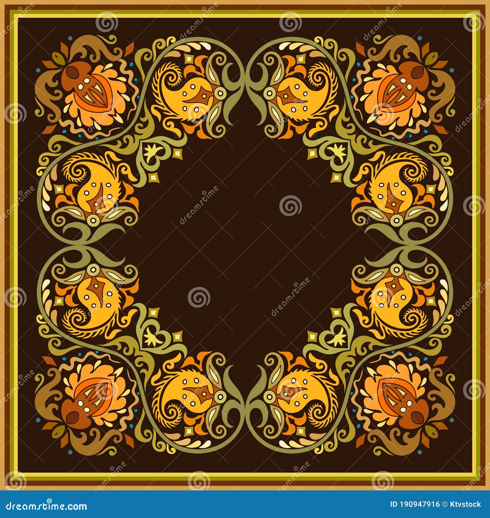 Floral Vector Vintage Border. Frame Design. Stock Vector - Illustration ...