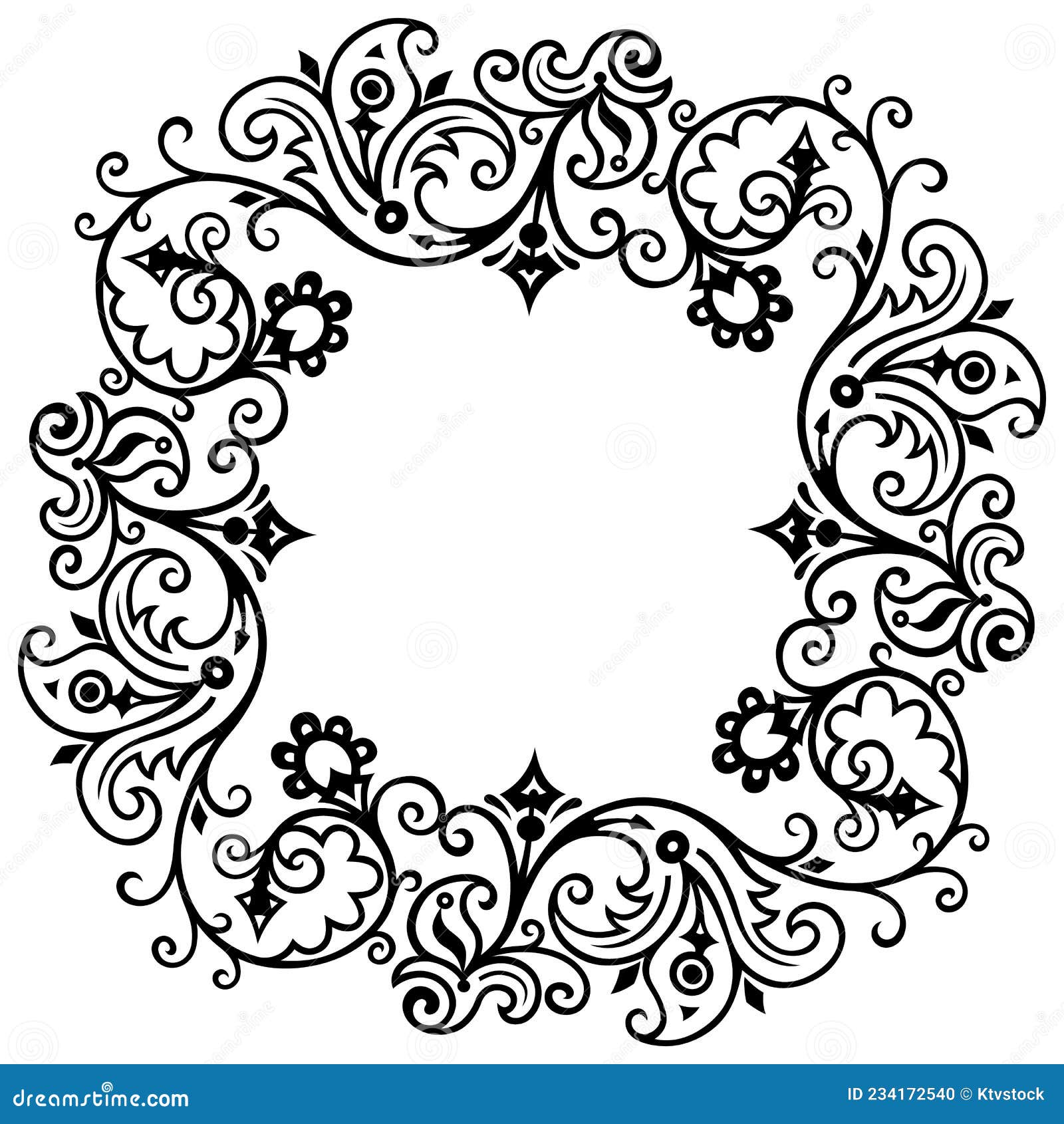 Floral Hand Drawn Vector Vintage Border. Stock Vector - Illustration of ...