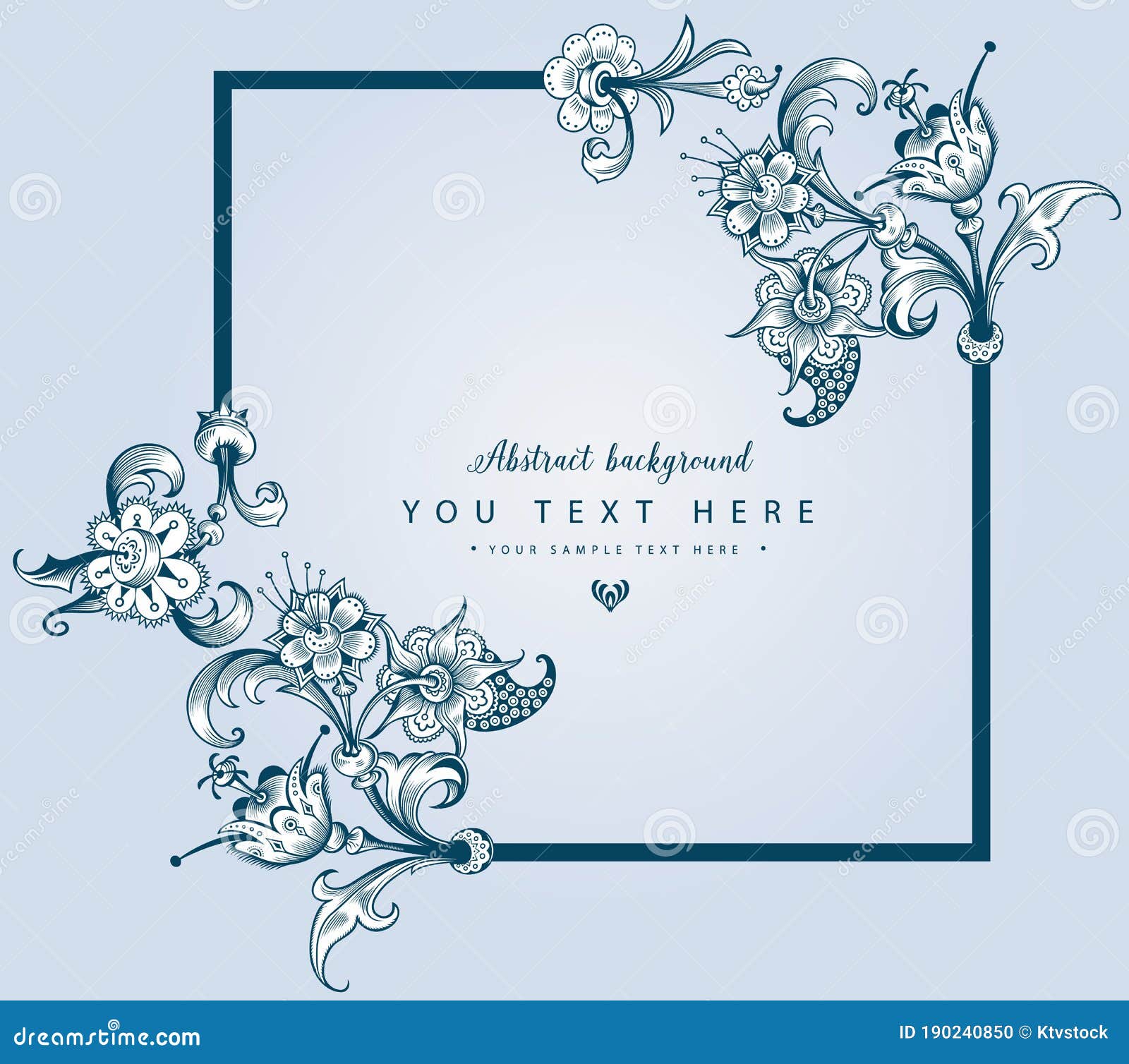 Floral Hand Drawn Vector Vintage Border Stock Vector - Illustration of ...