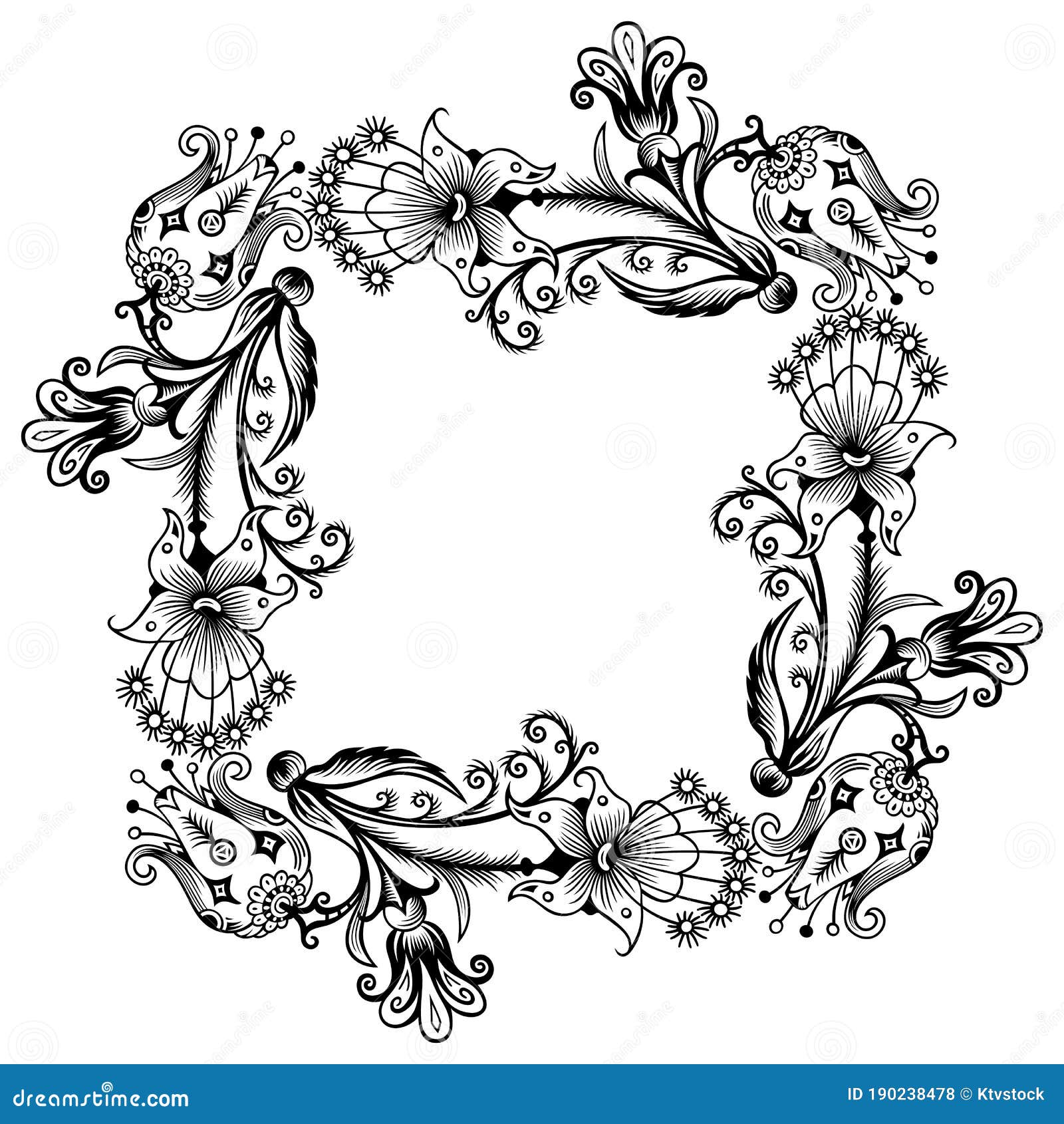 Floral Vector Vintage Border. Frame Design. Stock Vector - Illustration ...