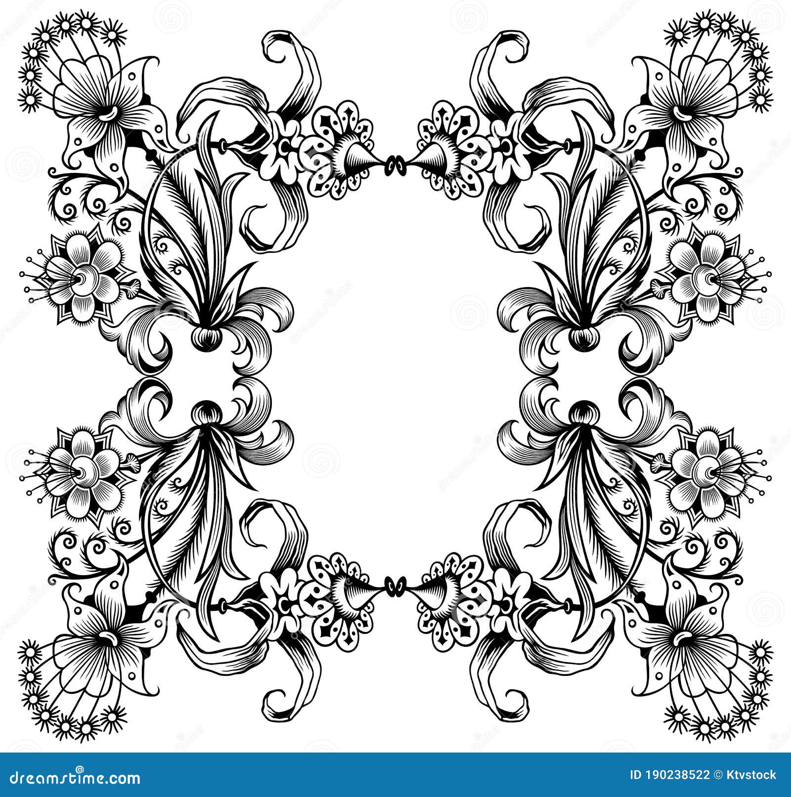 Floral Vector Vintage Border. Frame Design. Stock Vector - Illustration ...