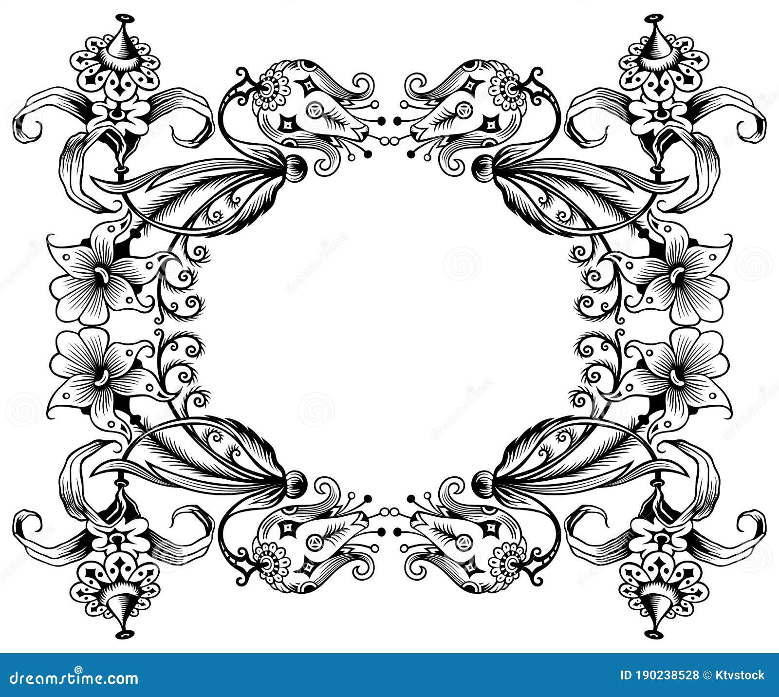 Floral Vector Vintage Border. Frame Design. Stock Vector - Illustration ...