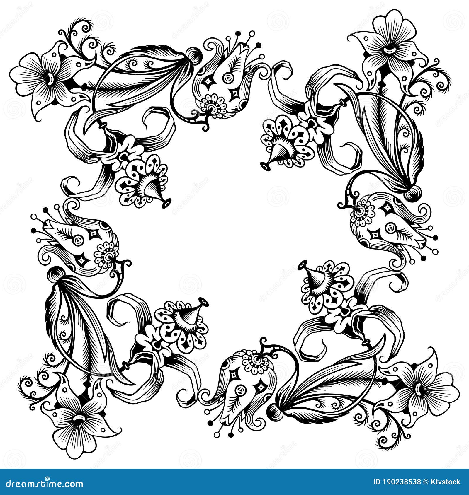 Floral Vector Vintage Border. Frame Design. Stock Vector - Illustration ...