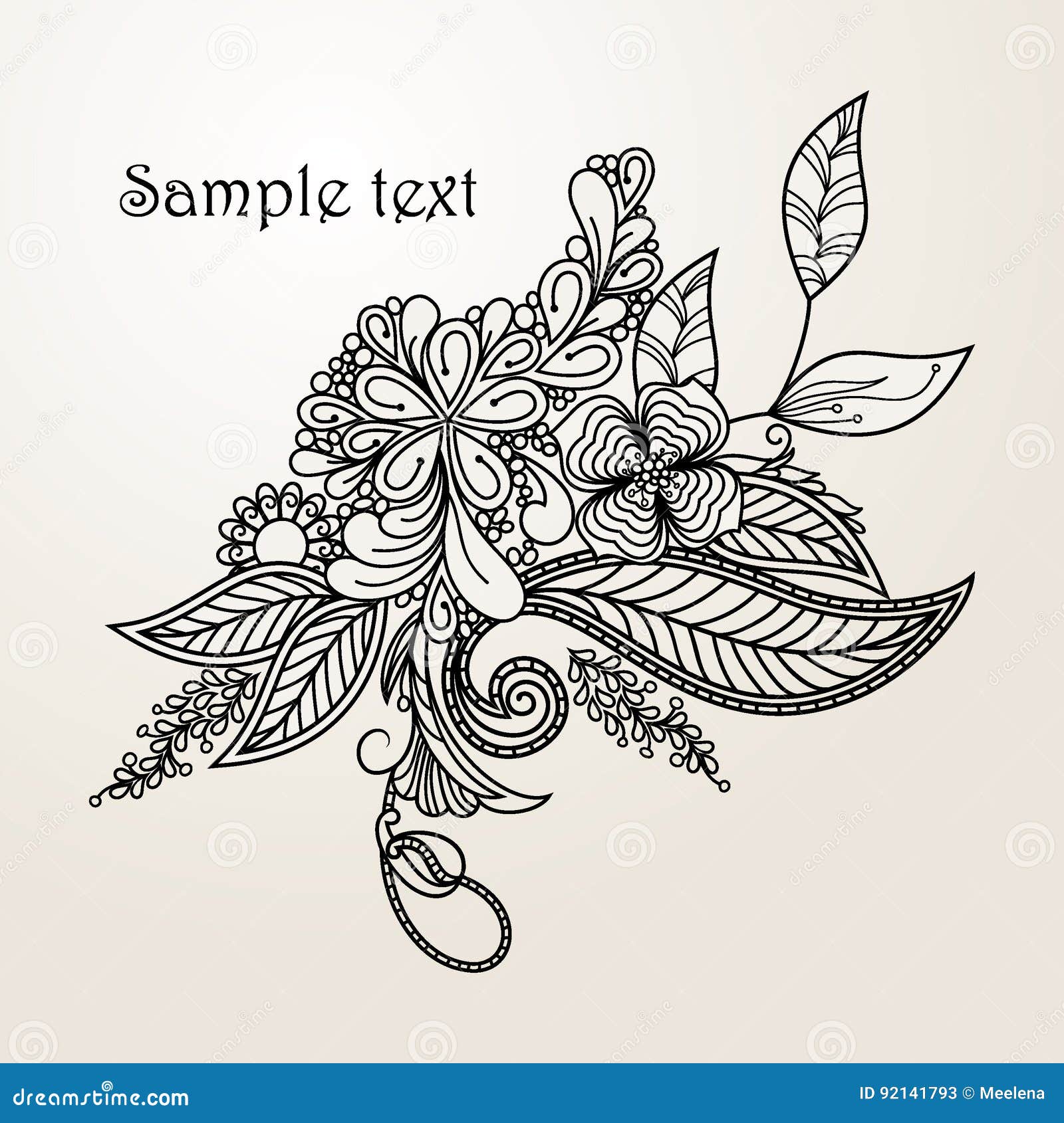 Floral Hand Drawn Zentangle Stock Illustration - Illustration of decor ...