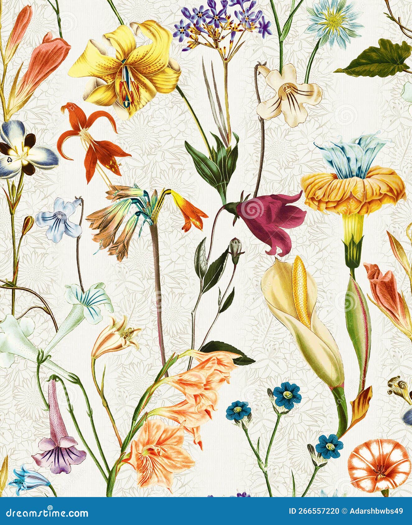 Floral Hand Painted Structured Seamless Surface Pattern Design Stock ...