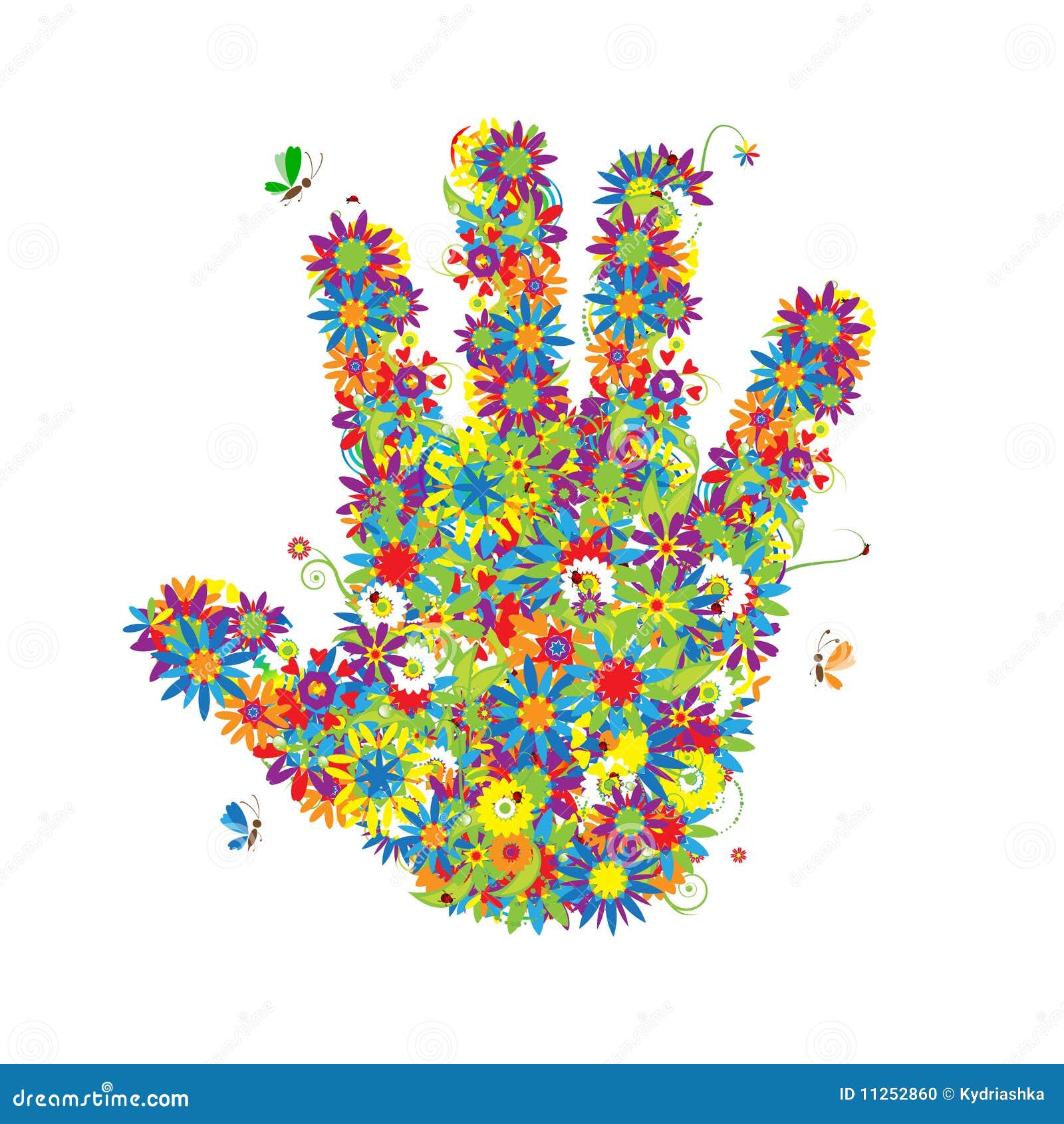 Floral hand shape. stock vector. Illustration of graphic - 11252860