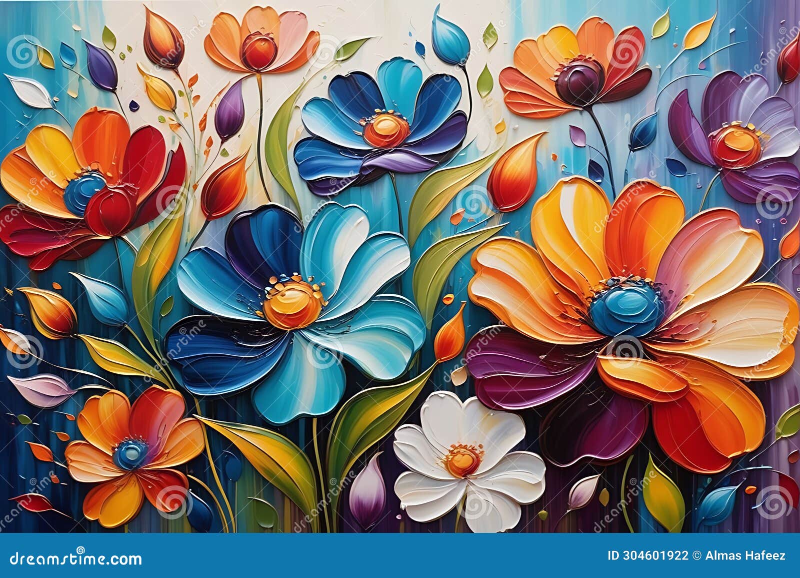 Floral Harmony: Abstract Painting Capturing an Array of Flowers ...