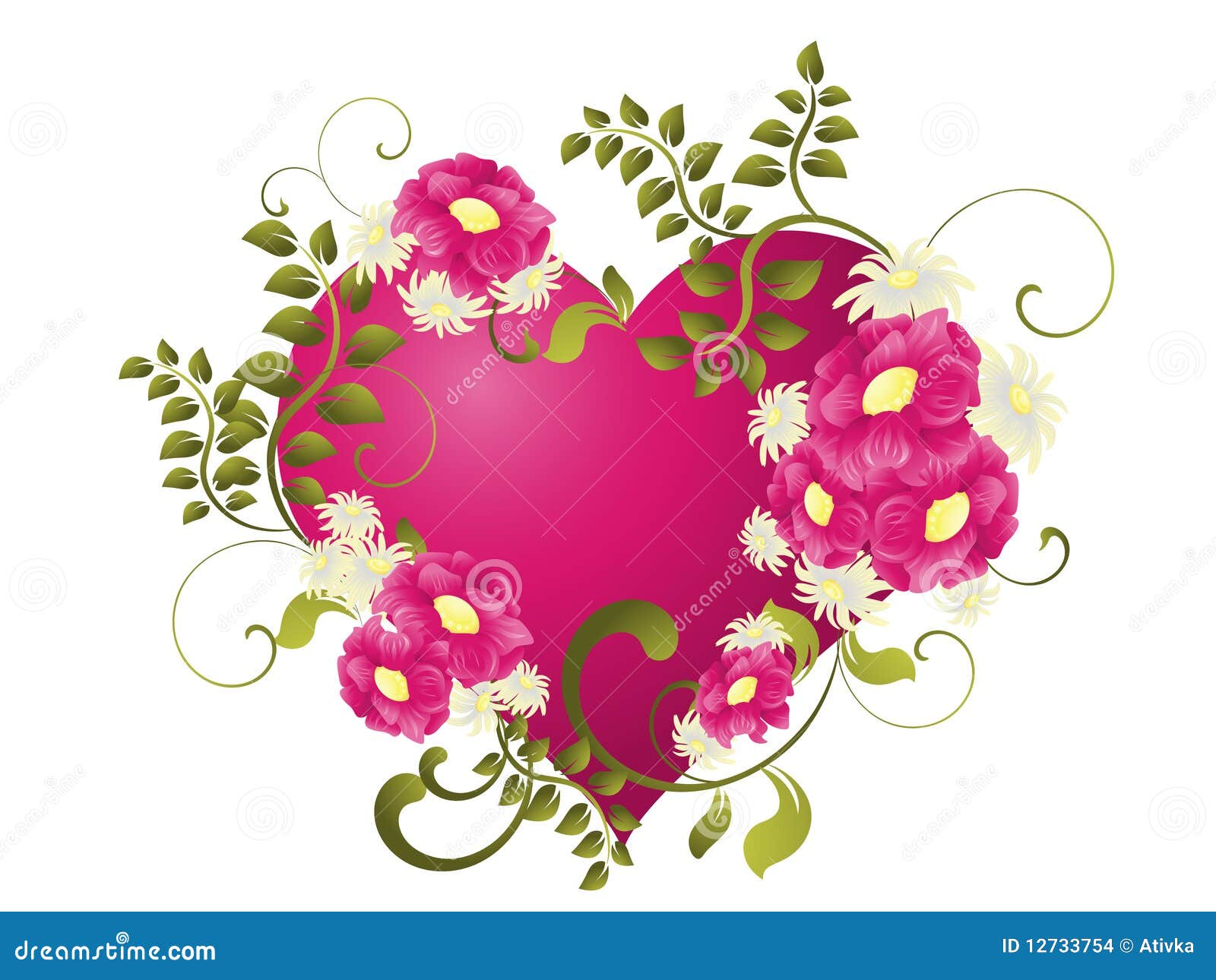 Floral heart stock vector. Illustration of flower, scroll - 12733754