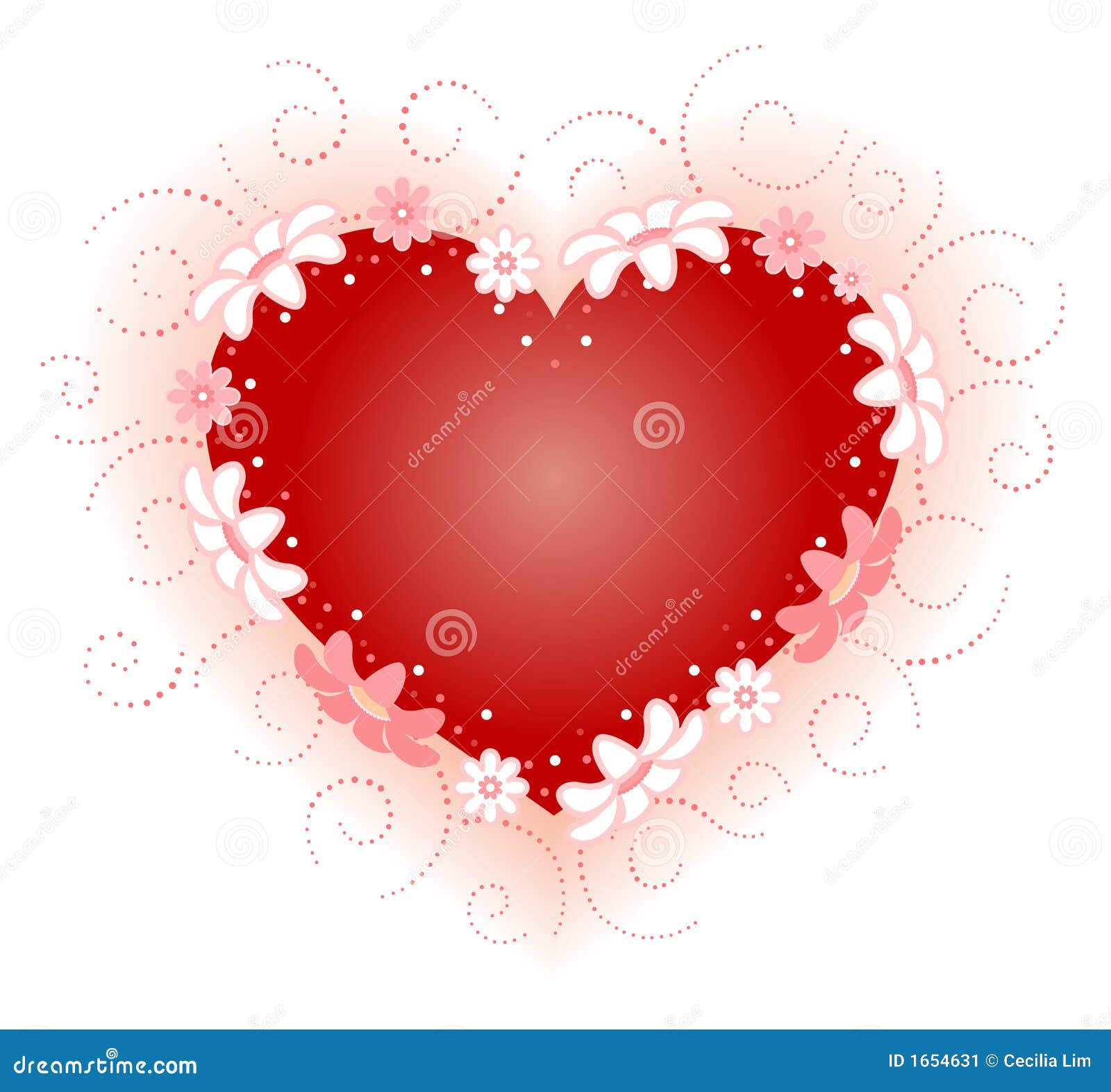 Floral Heart stock vector. Illustration of bloom, symbol - 1654631
