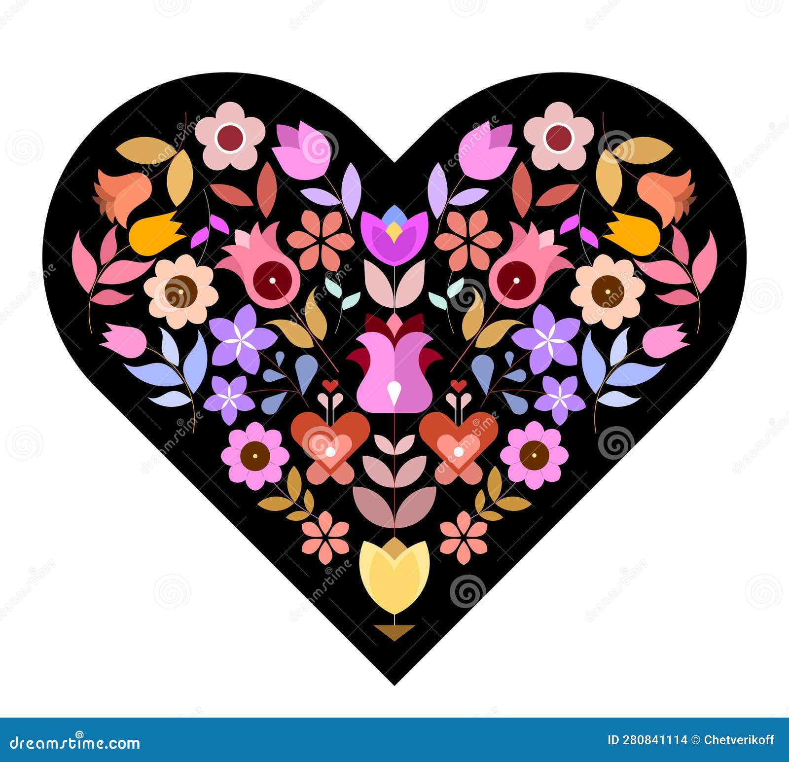 Floral Heart Design stock vector. Illustration of love - 280841114