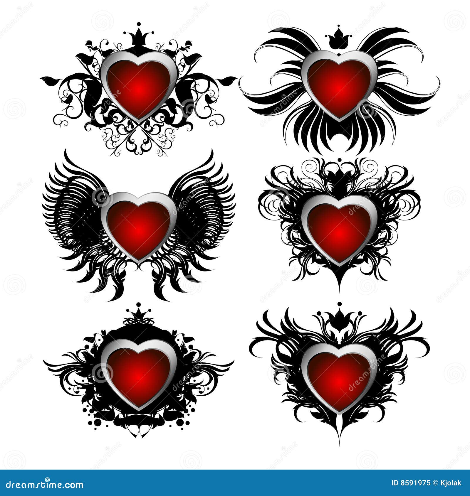 Floral heart set stock vector. Illustration of floral - 8591975