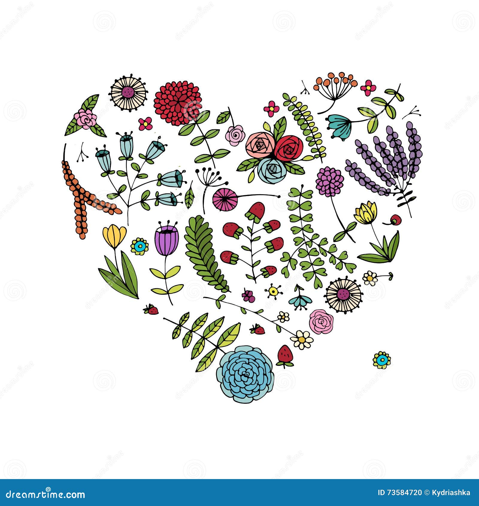 Floral Heart Shape for Your Design Stock Vector - Illustration of ...