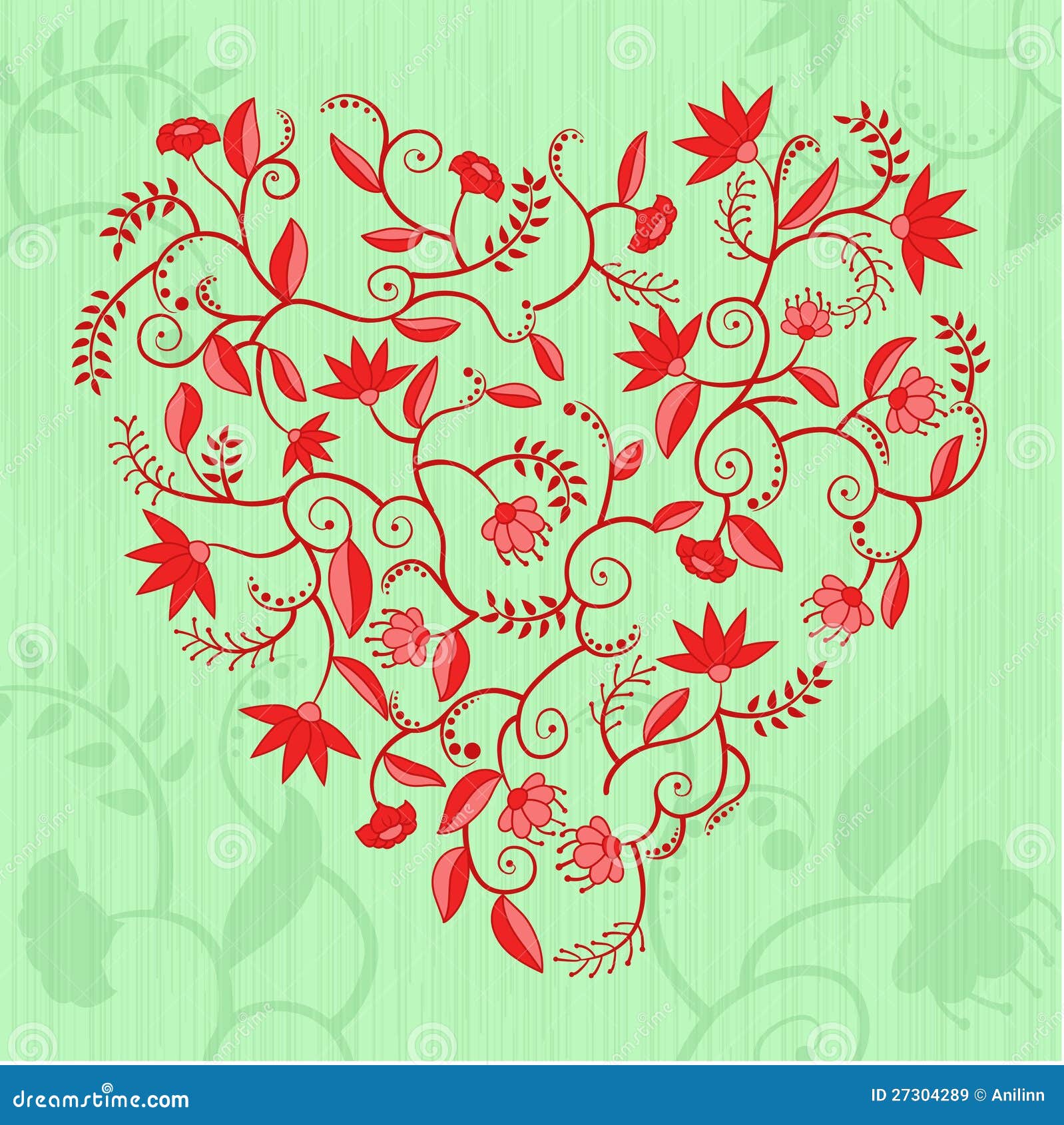 Floral Heart Shaped Pattern Stock Vector - Illustration of decoration ...