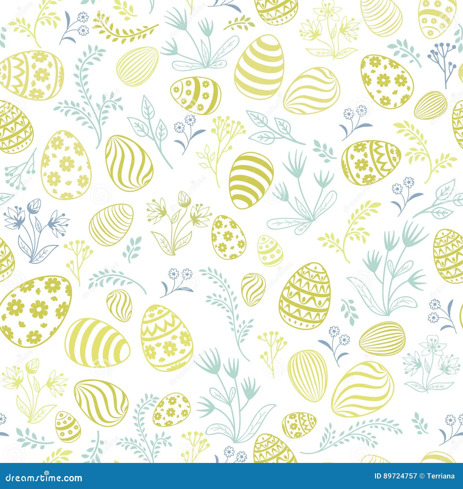 Floral Holiday Pattern. Easter Egg Seamless Background. Stock ...