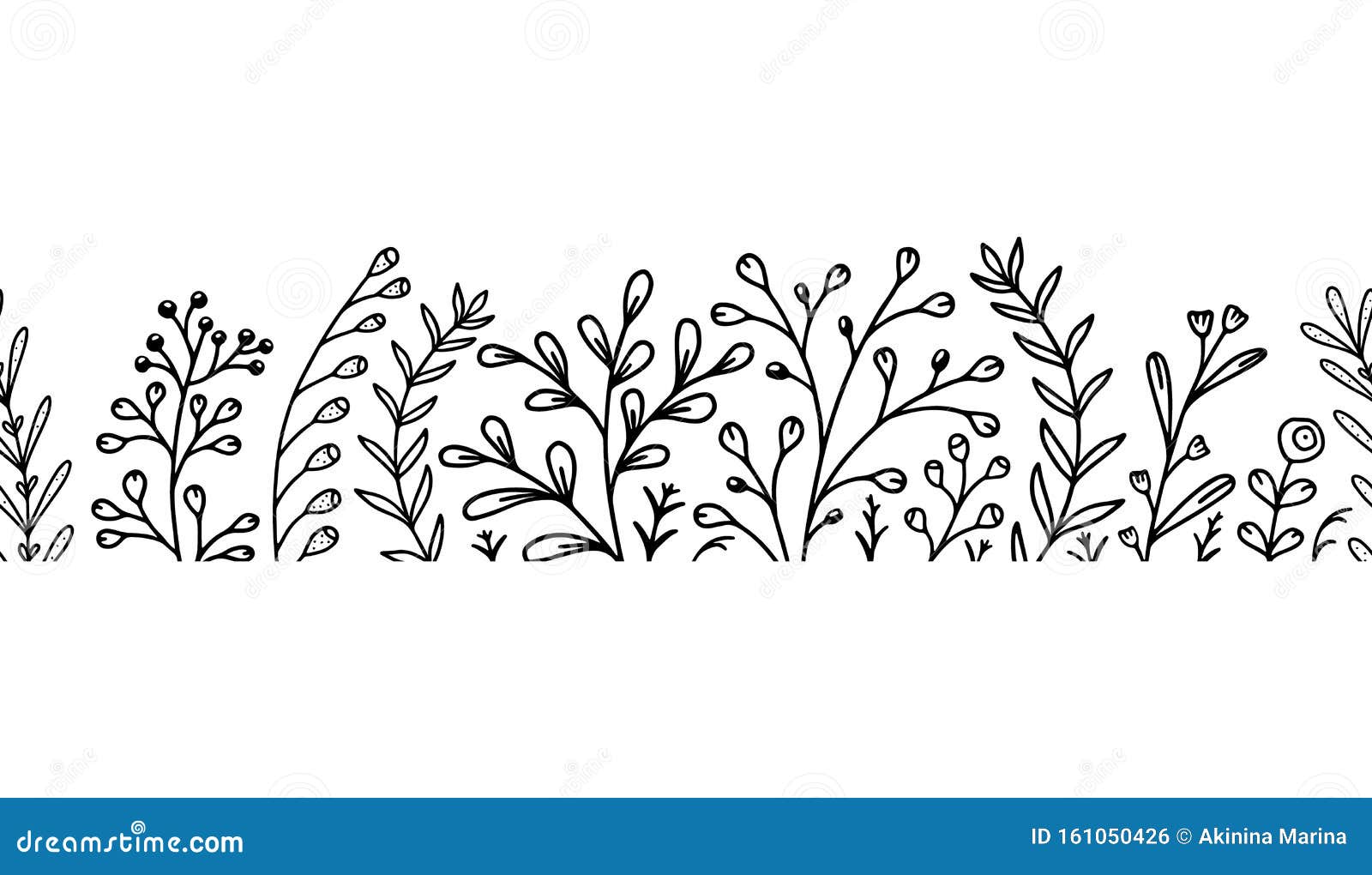 Floral Horizontal Seamless Pattern Stock Vector - Illustration of drawn ...