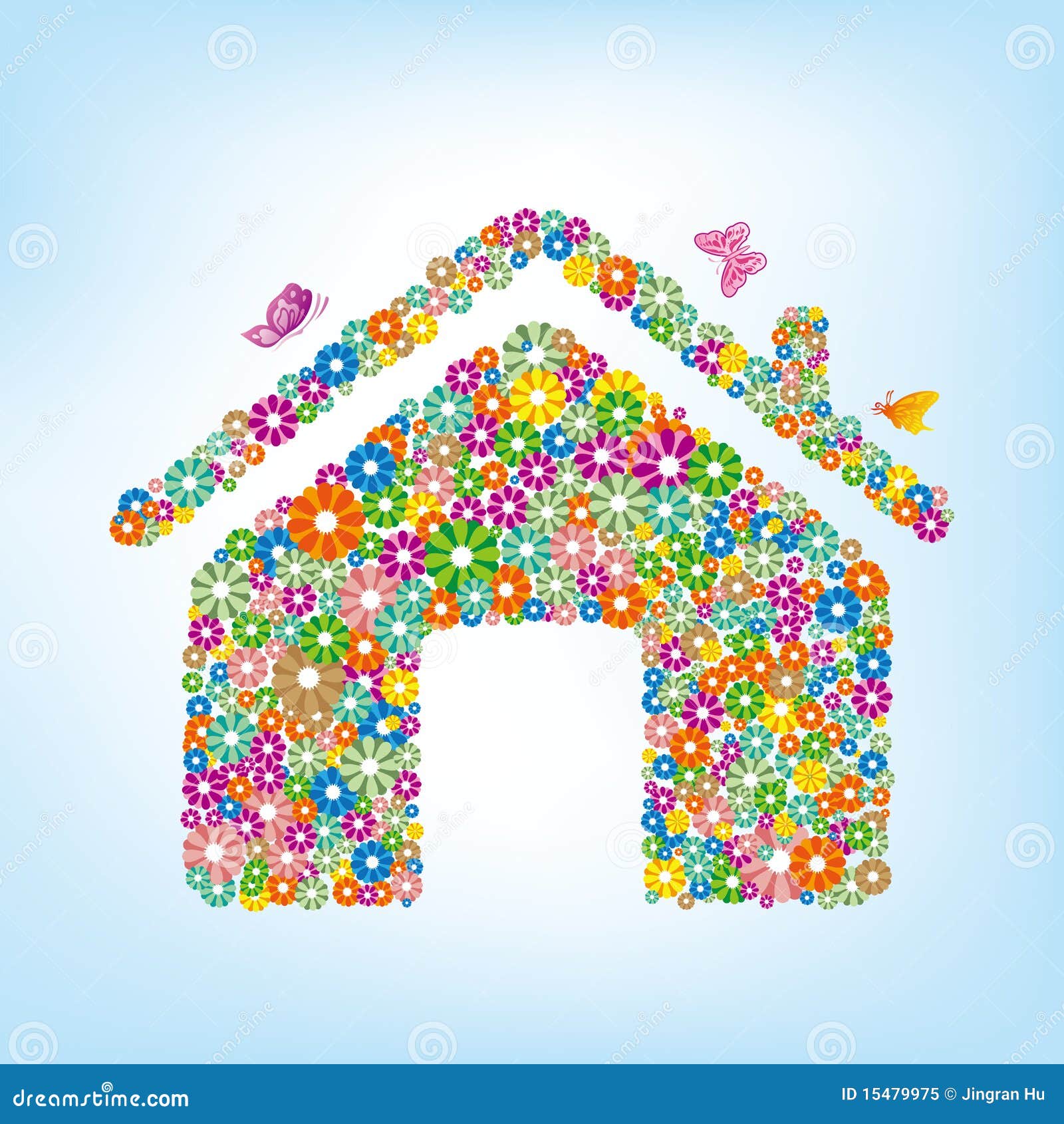 Floral House Silhouette Vector Illustration | CartoonDealer.com #11252896