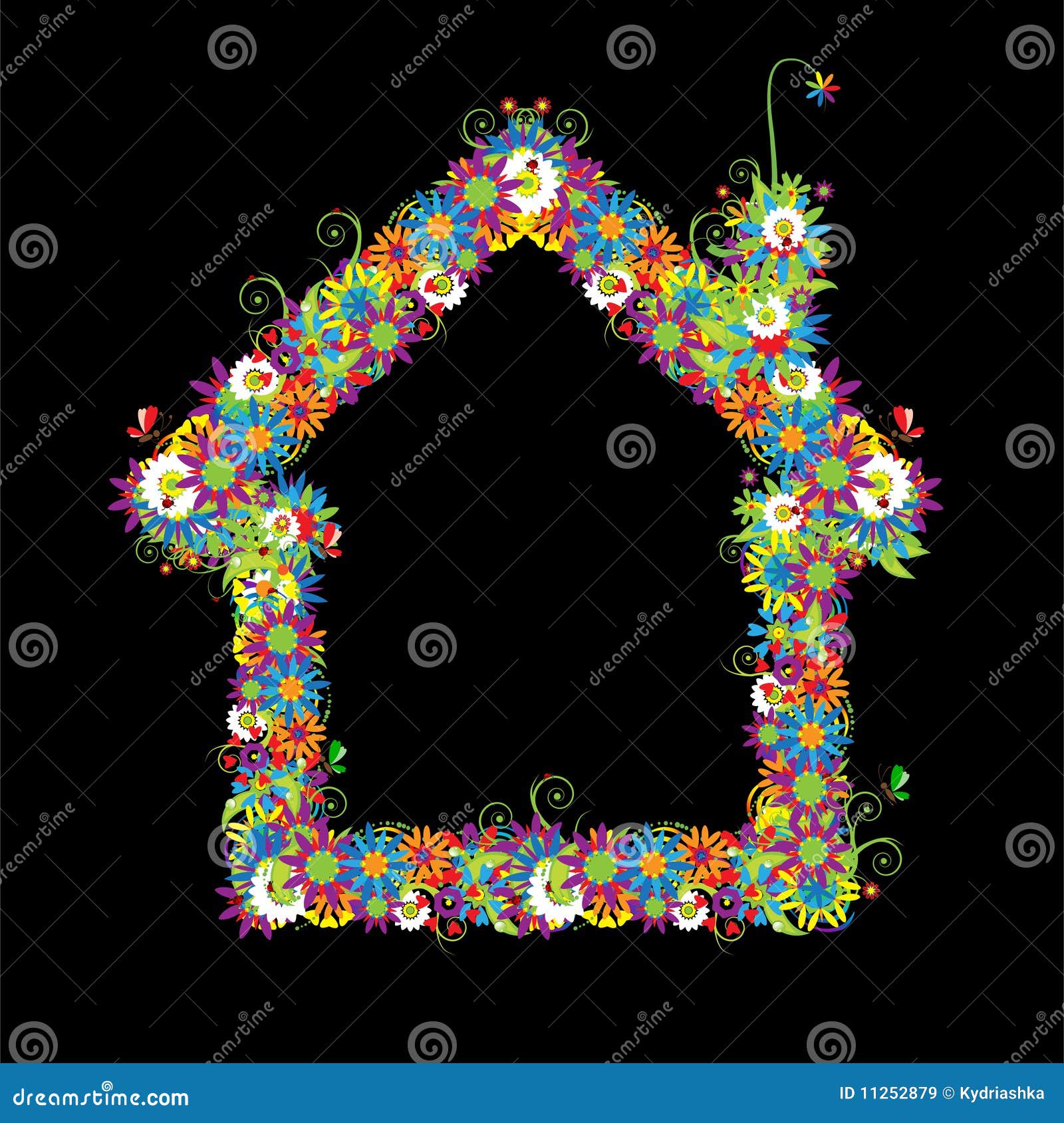 Floral house shape. stock vector. Illustration of element - 11252879