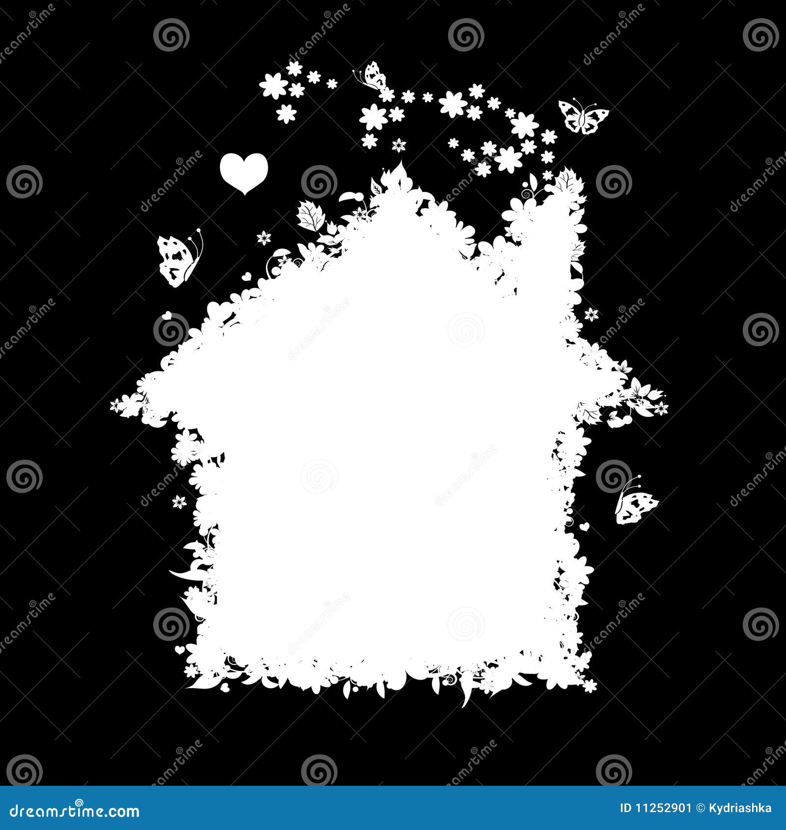 Floral house silhouette stock vector. Illustration of construction ...