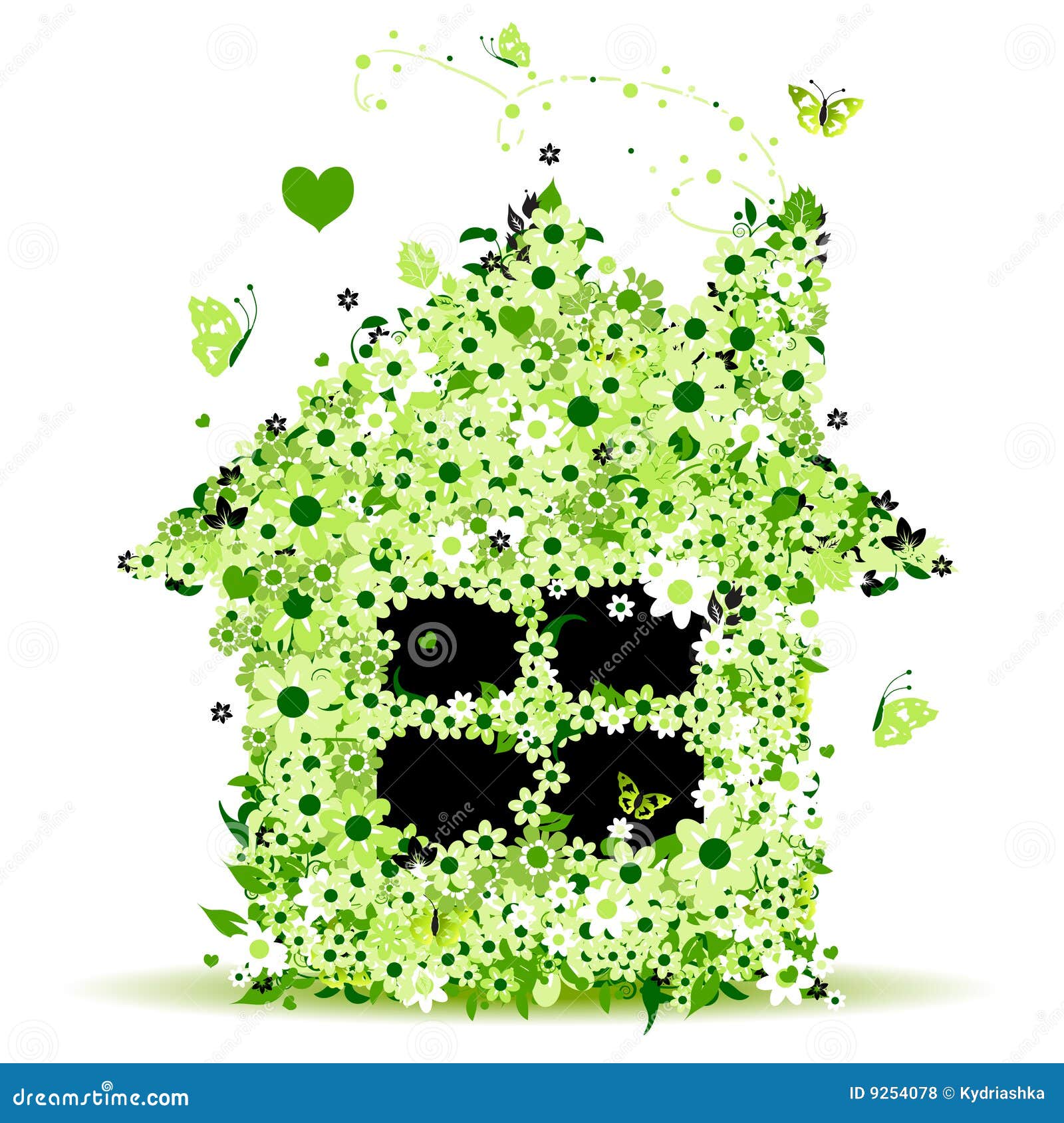 Floral House Silhouette Vector Illustration | CartoonDealer.com #11252896