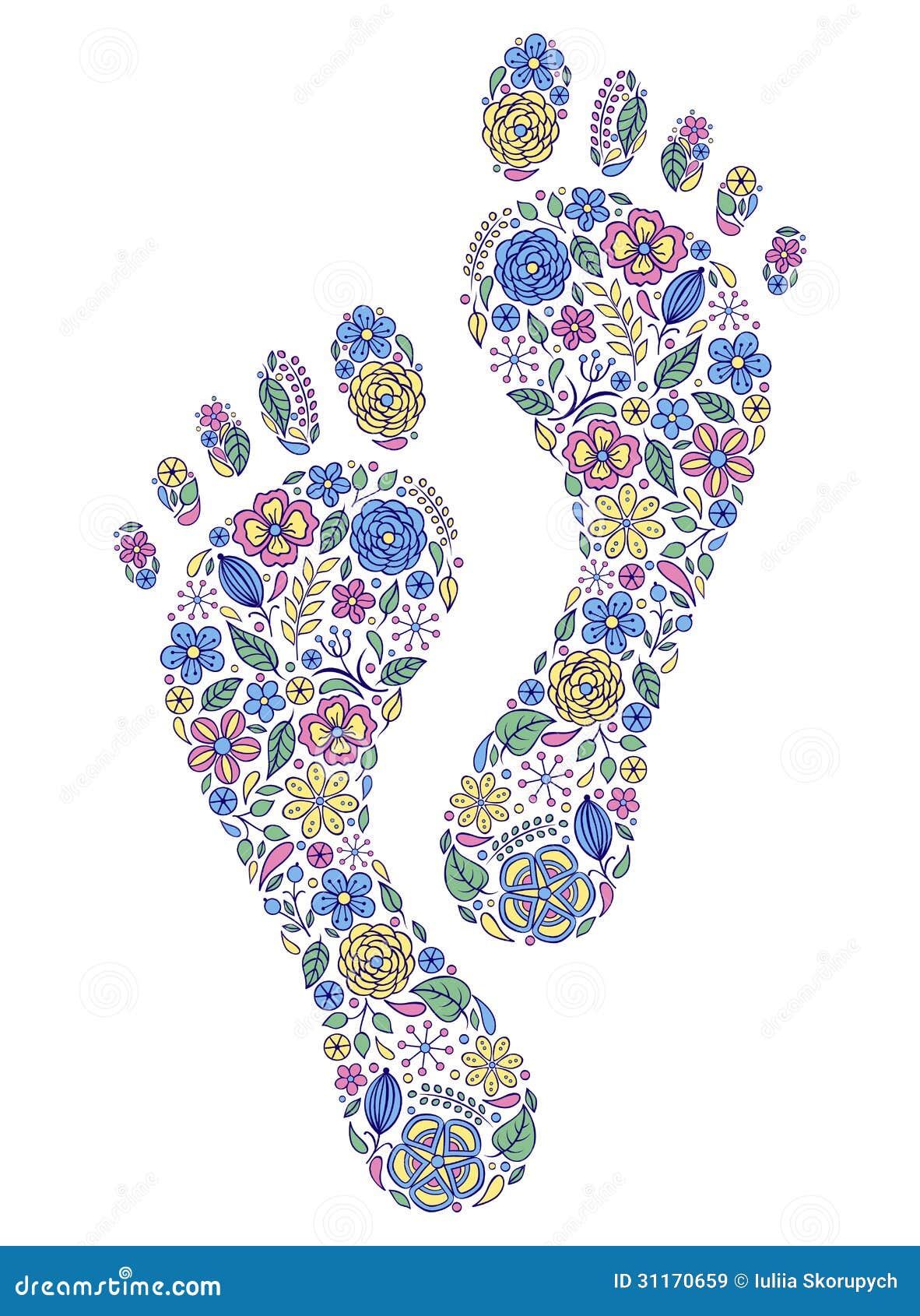 Set Of Human Footprints Vector Design Template. Black Silhouette Of ...