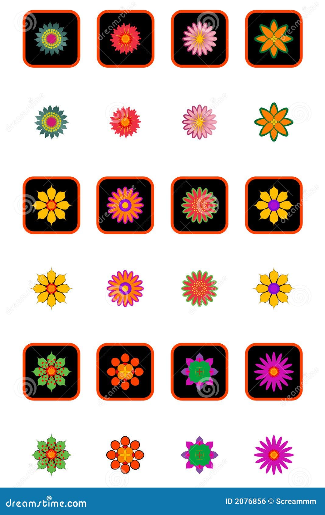 Floral Icon Set stock illustration. Illustration of colorful - 2076856