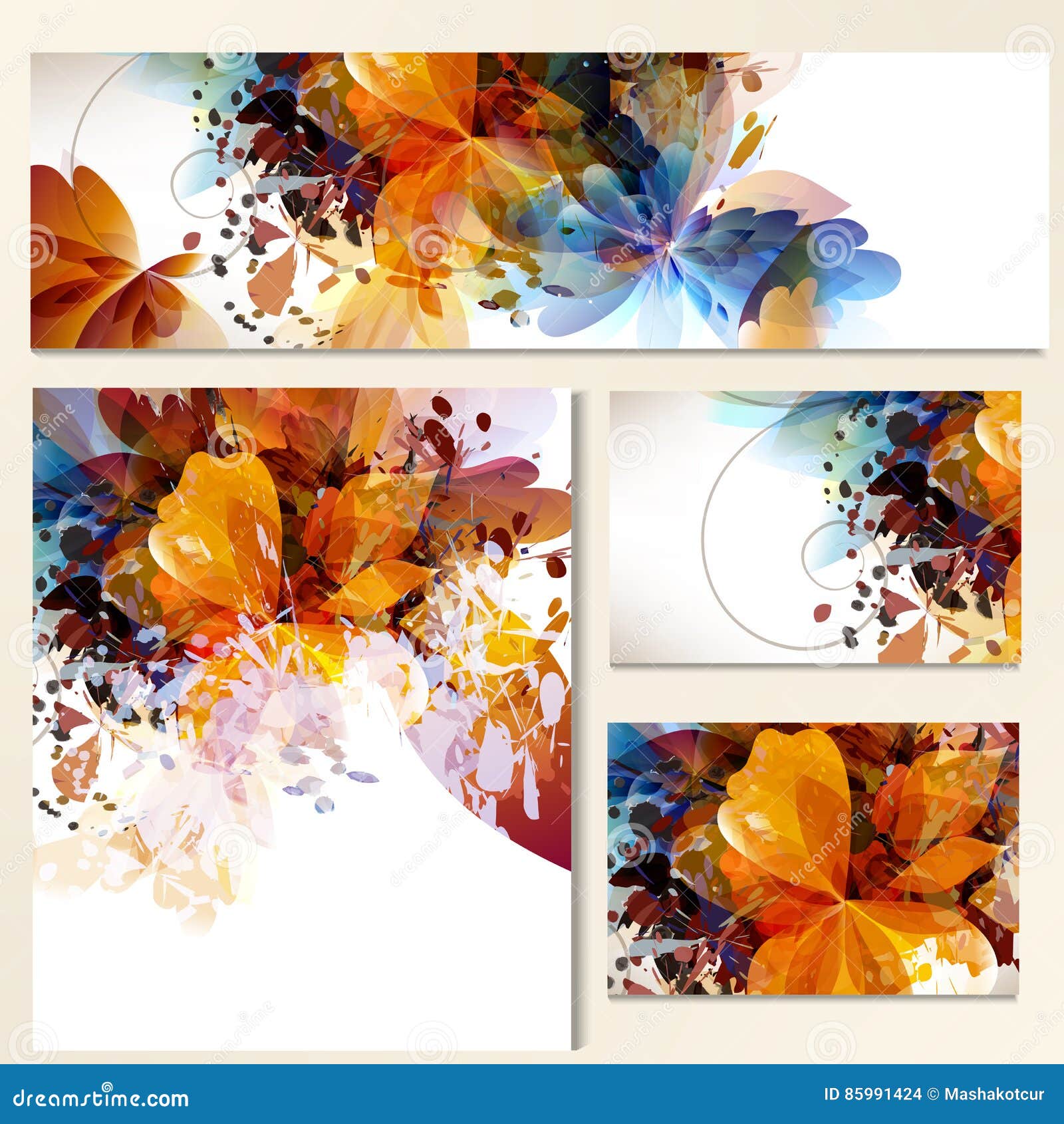 Floral Identity Templates with Abstract Foliage for Design Stock Vector ...