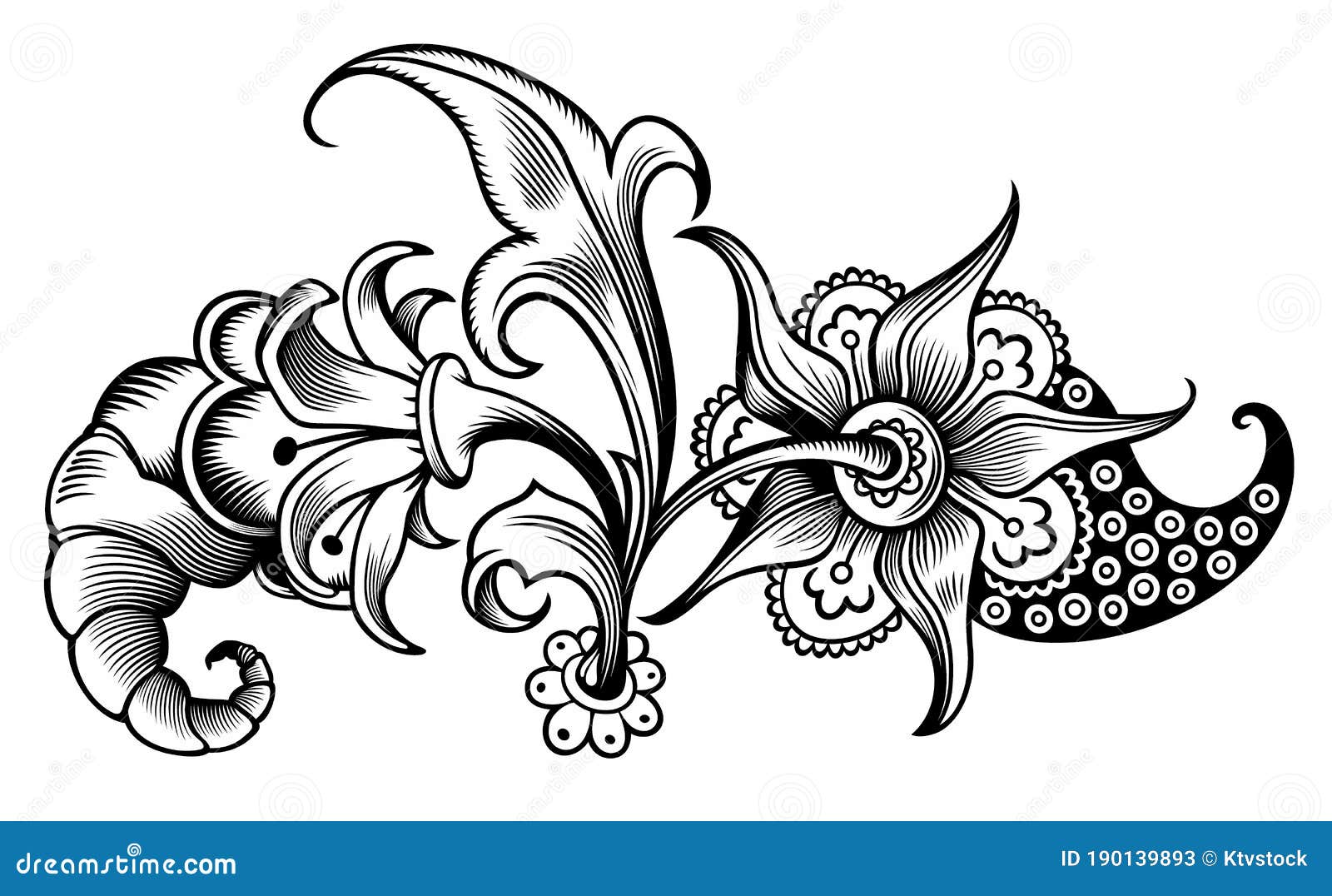 Floral Illustration. Engraved Nature Elements Stock Vector ...