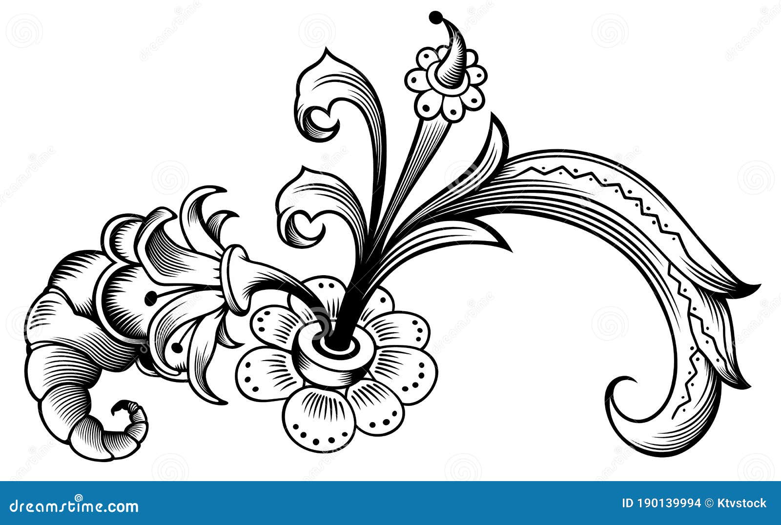 Floral Illustration. Engraved Nature Elements Stock Vector ...