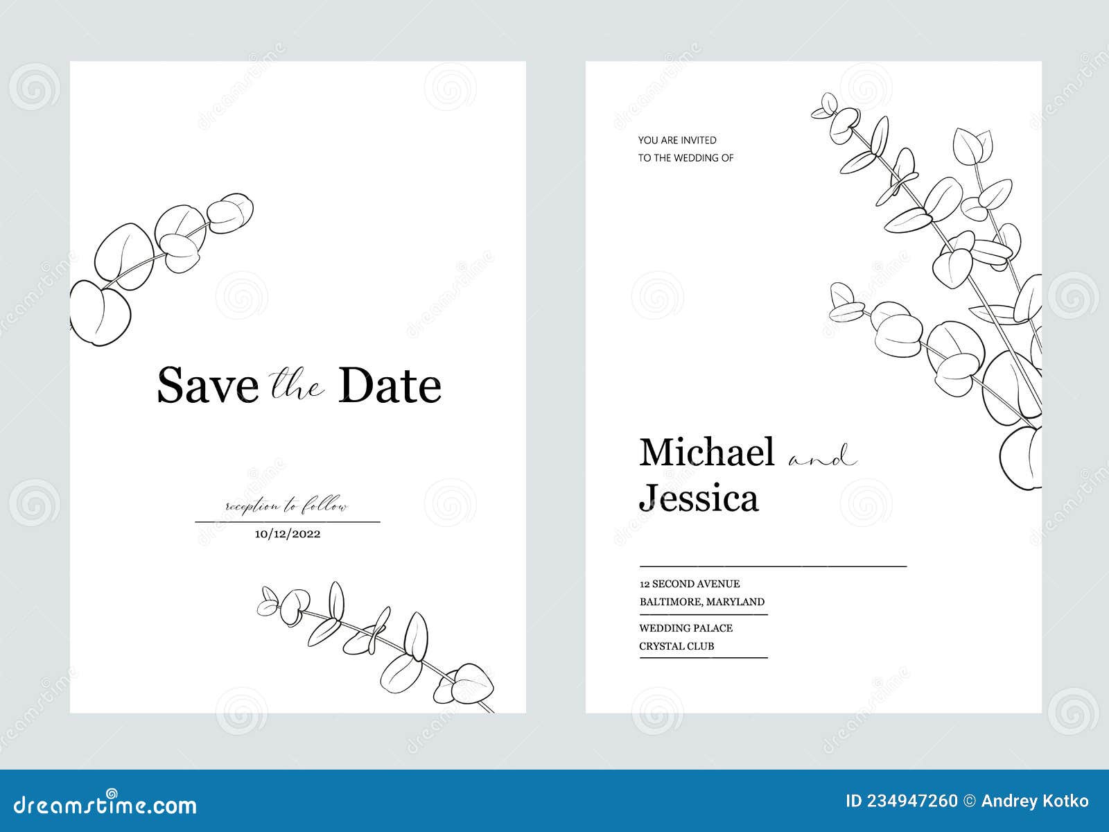 Floral Invitation Card. Wedding Botanical Template. Stock Vector ...