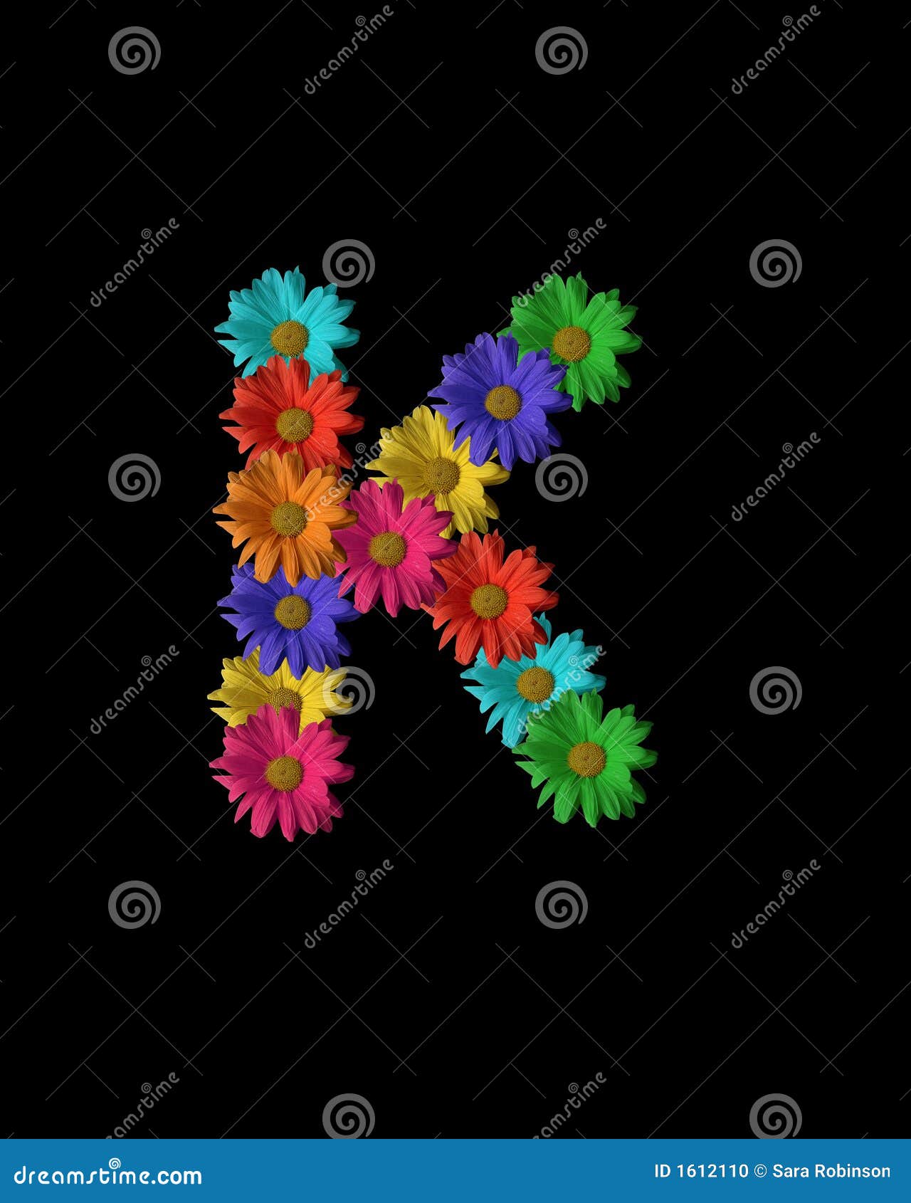 Floral K stock photo. Image of floral, green, black, orange - 1612110