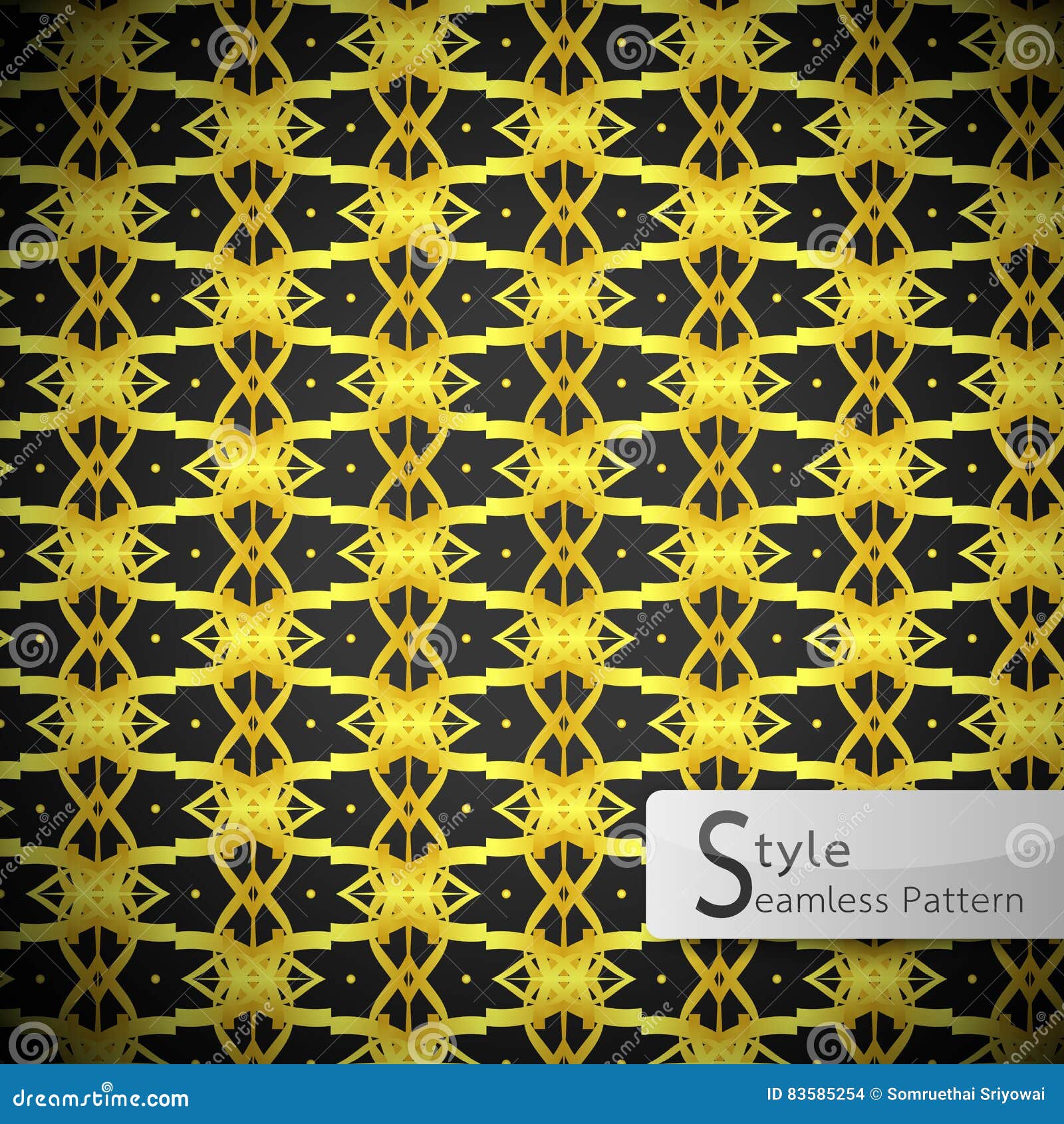 Floral Lattice Point Gold Vintage Geometric Seamless Pattern Vector ...
