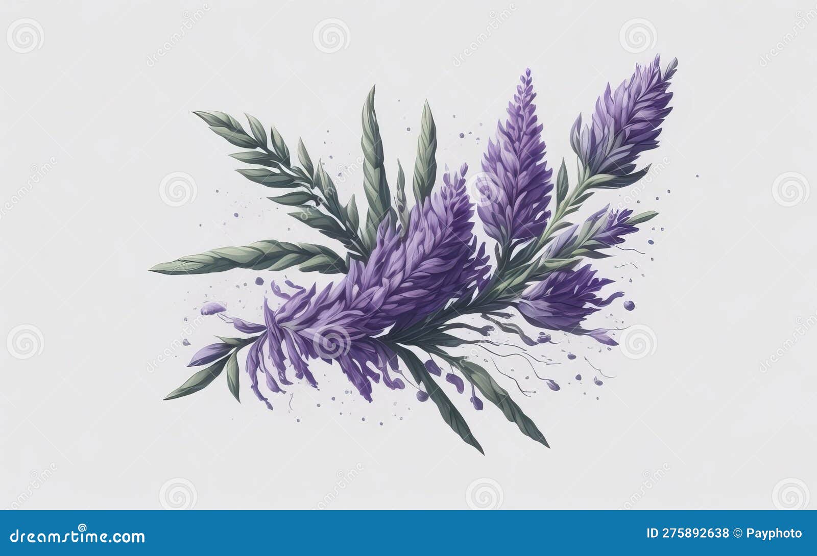 Lavender Sketch Bouquet Isolated On White Background. Aromatherapy ...