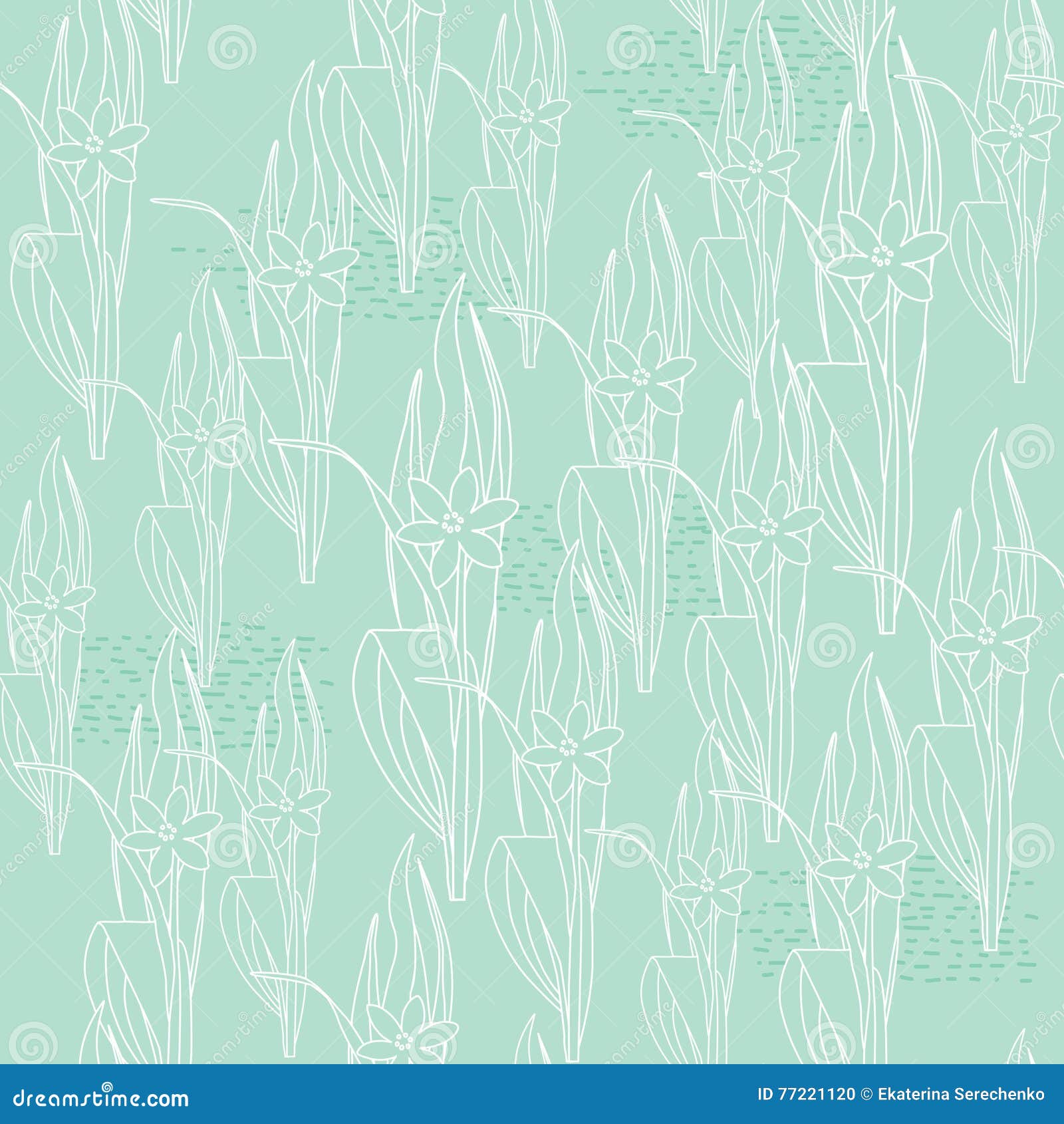 Floral Light Green Seamless Pattern Stock Vector - Illustration of ...