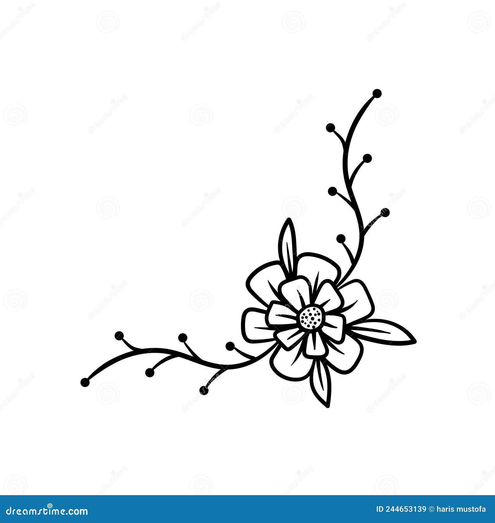 Floral Line Art Illustration Vector Design Template Stock Illustration ...