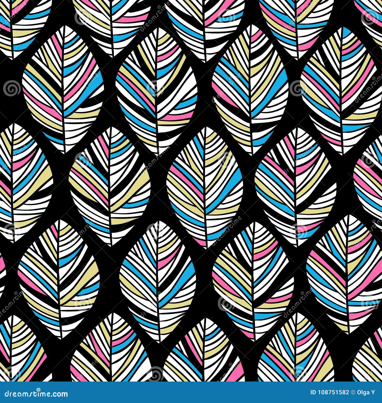 Floral Linear Seamless Decorative Pattern. Scribble Background with ...