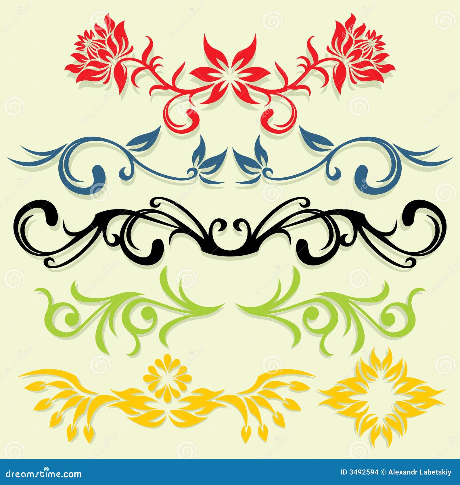 Floral lines stock vector. Illustration of abstract, corner - 3492594