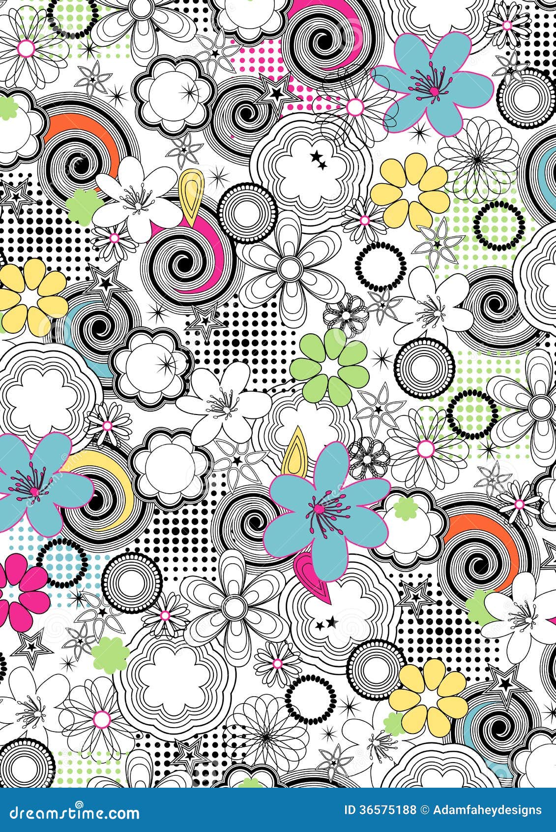 Floral lines pattern. stock vector. Illustration of geometric - 36575188