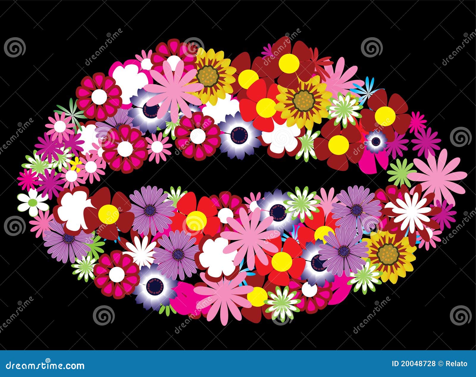 Floral lips stock vector. Illustration of cute, background - 20048728
