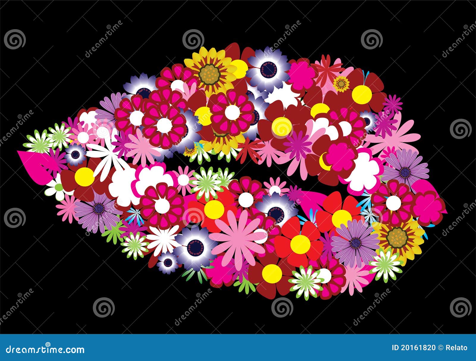 Floral lips stock vector. Illustration of design, leaf - 20161820
