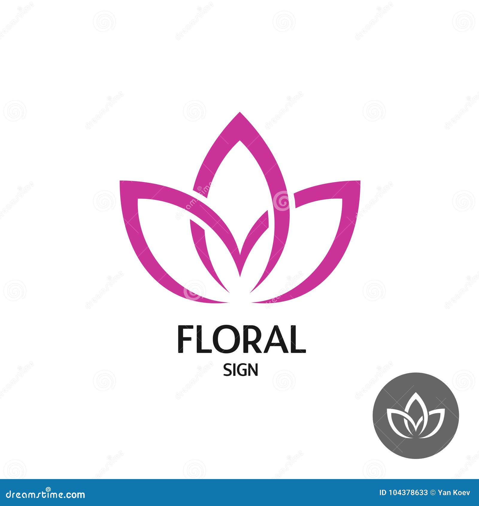 Floral Logo With Three Leaves Of Linear Smooth Elegant Style Stock Vector Illustration Of Life