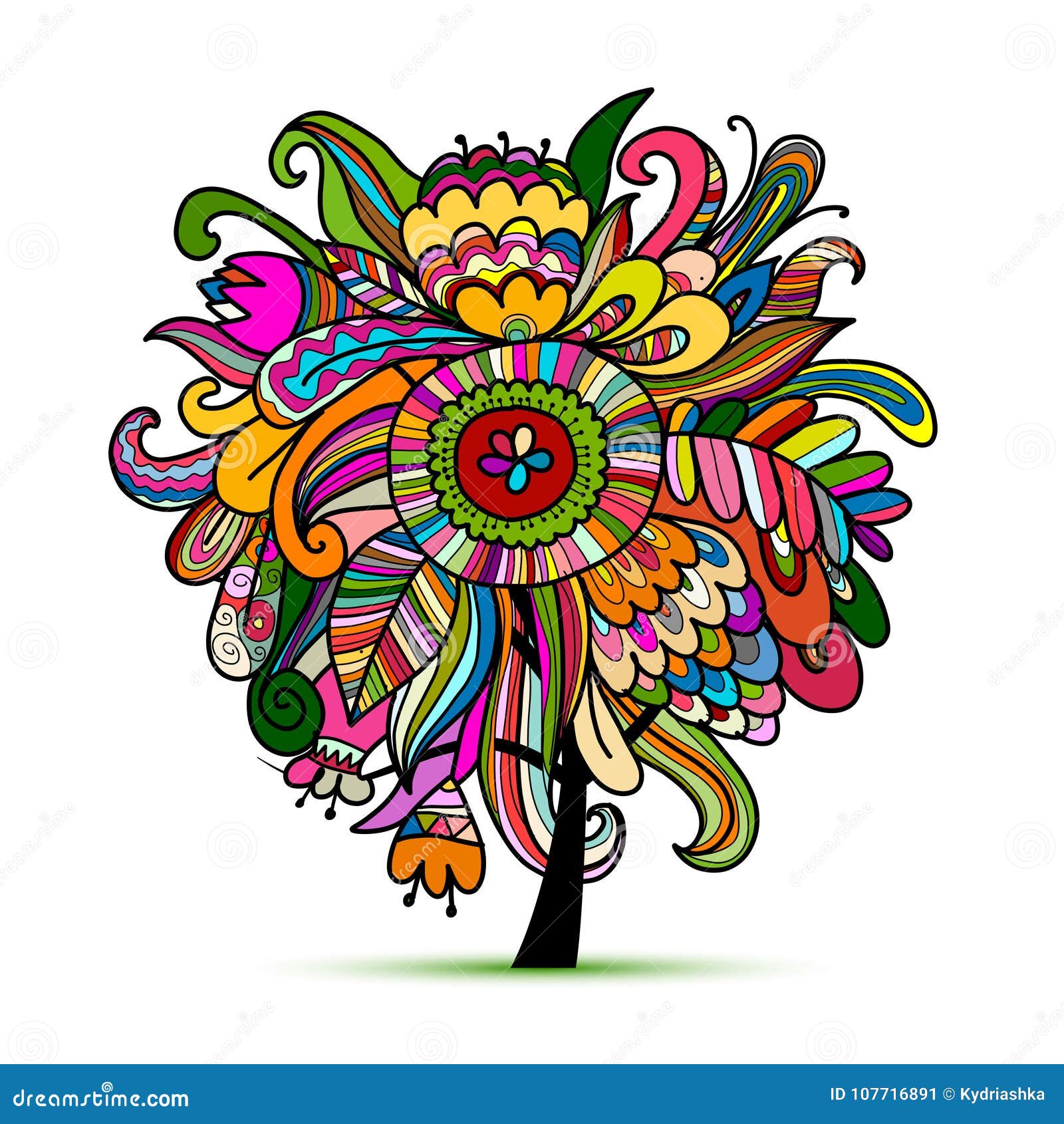 Floral Magic Tree, Sketch for Your Design Stock Vector - Illustration ...
