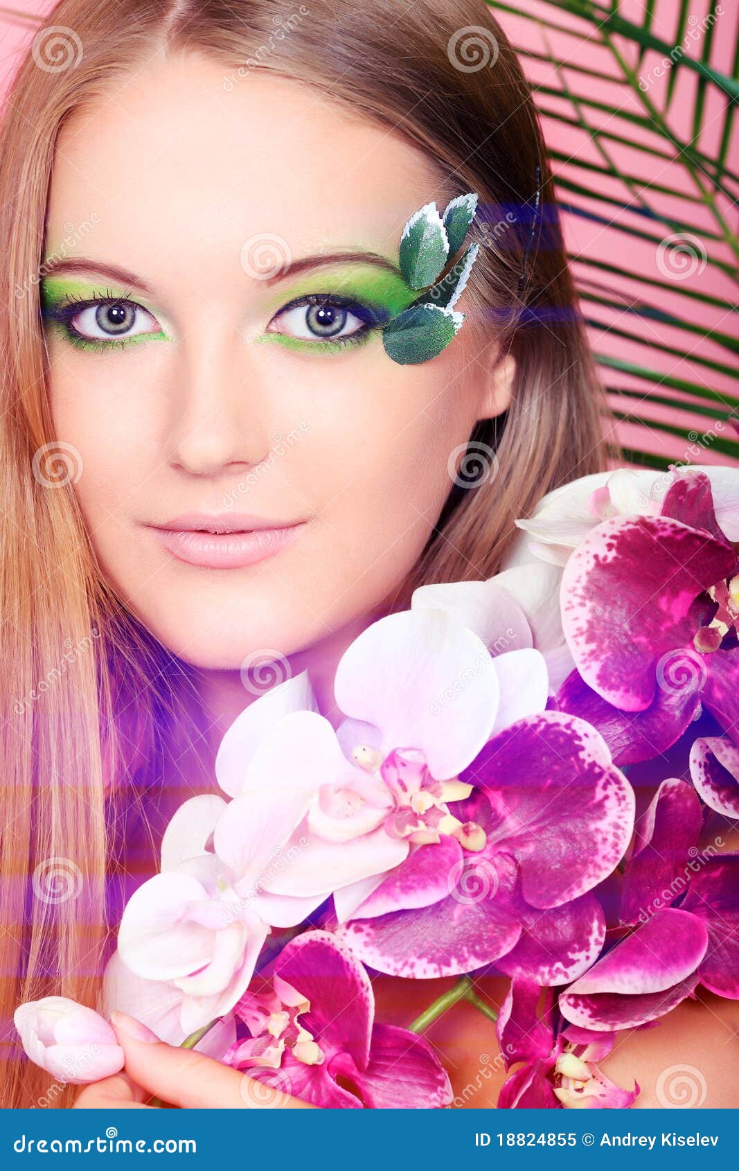 Floral makeup stock image. Image of hairstyle, natural - 18824855