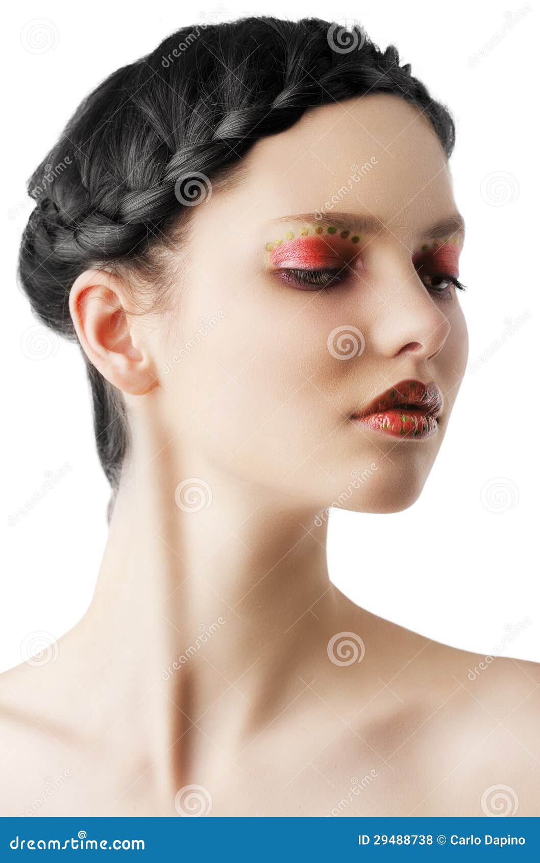 The Floral Makeup, she is Turned of Three Quarters Stock Photo - Image ...