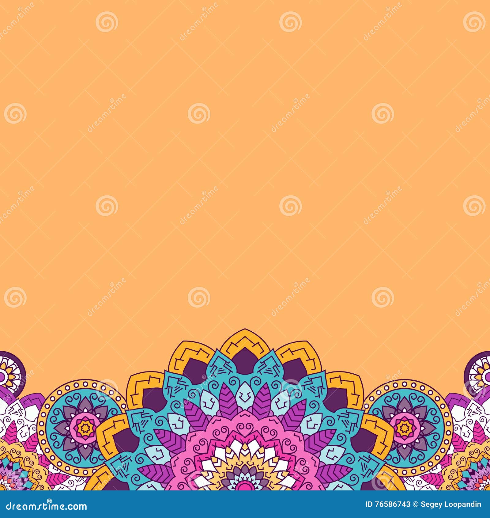Floral Mandala Bright Colored Border. Vector Illustration. Stock Illustration - Illustration of ...