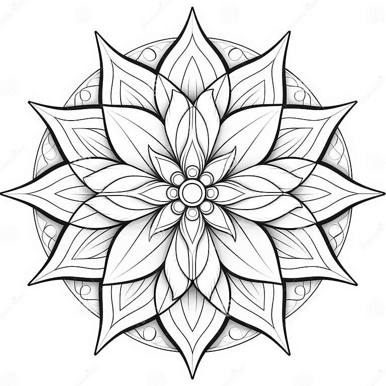 Floral Mandala Coloring Pages For Adults Stock Illustration