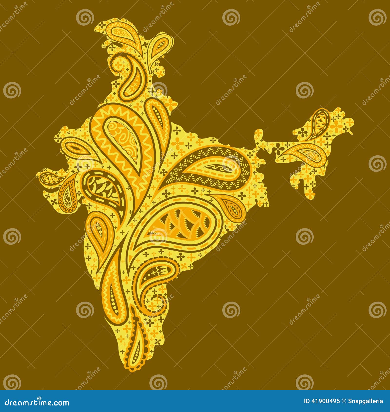 Floral map of India stock vector. Illustration of decorative - 41900495