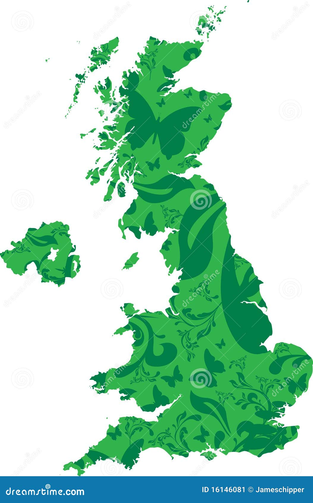 Floral map uk stock vector. Illustration of draw, collection - 16146081