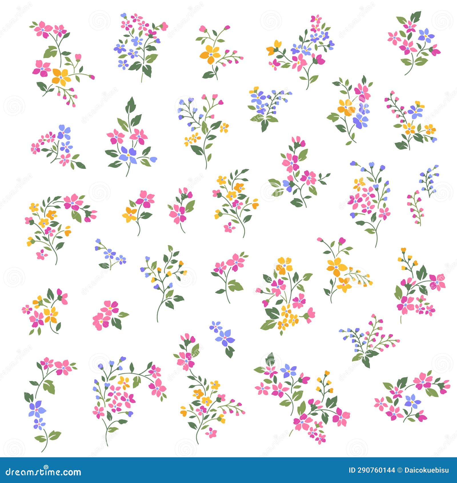 Floral Material Collection Ideal for Textile Design, Stock Illustration ...