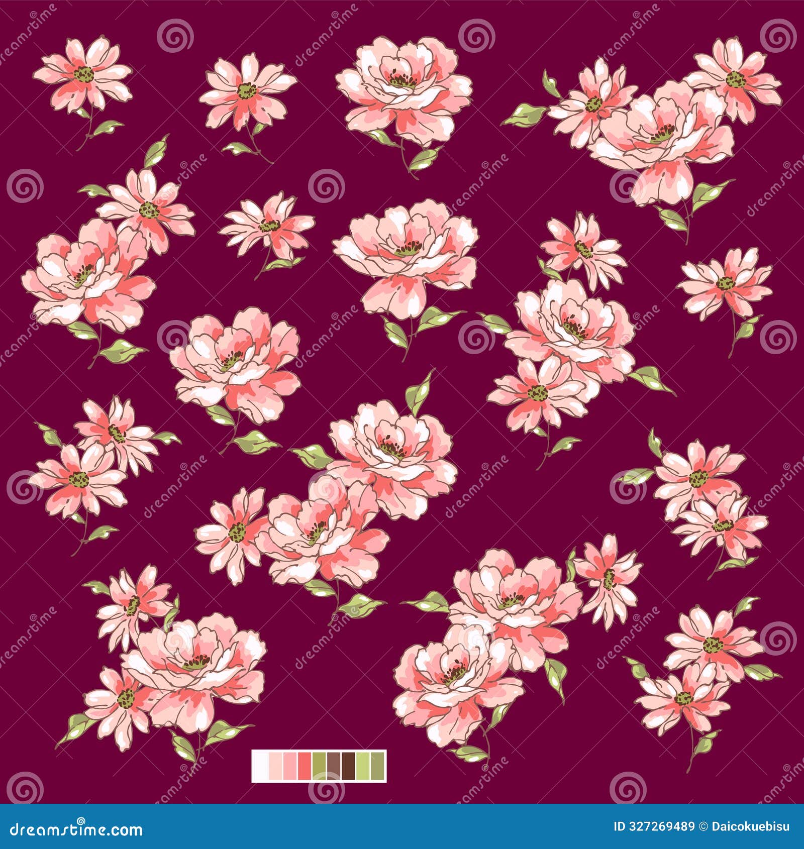 Floral Material Collection Ideal for Textile Design, Stock Illustration ...